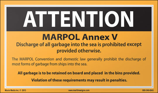 MARPOL Annex V Passenger Placard 5" x 9" Vinyl Sticker – Moxie Training