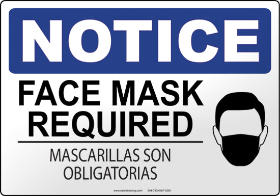 Notice: Face Mask Required (English/Spanish) – Moxie Training